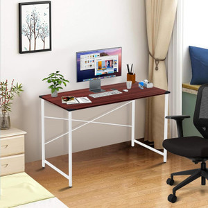 wow craft Study Table for Home | Computer Desk Brown with White Legs ...