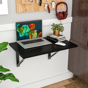 Floresta Wud Wall Mounted Folding Kitchen and Computer Table, Wooden ...