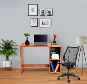 lukzer Desk Laptop Study Table for with 2 Shelf Furniture (Teak/100 x ...