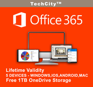 techcity Office 365 Pro Plus Lifetime Validity for PC MAC IOS & Android ...