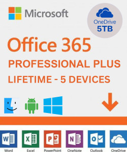 MICROSOFT Office 365 Professional Plus For - 5 Devices/Users (Lifetime ...