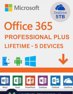 MICROSOFT Office 365 Professional Plus For - 5 Devices/Users (Lifetime ...
