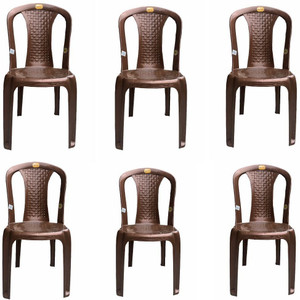 Anmol OPPO CHAIR ARMLESS SET OF 6 BROWN FULLY COMFORT Plastic Outdoor ...