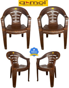 Anmol GLOSSY SET OF 4 BROWN FULLY COMFORT Plastic Outdoor Chair Price ...