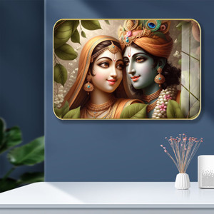Masstone Premium Crystal Radha Krishna High Gloss Surface Golden Slim ...