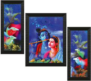 RAC RAC Set of 3 Radha Krishna UV Textured Framed Wall Paintings 12X18 ...