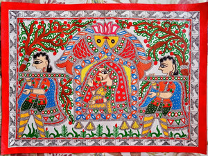 MITHILA HUNAR MADHUBANI PAINTING DOLEE KAHAAR Acrylic 15 inch x 11 inch ...