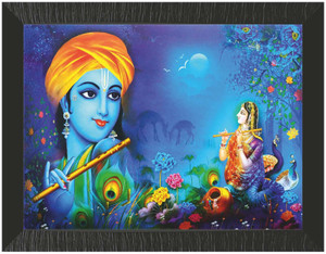 RAC Radha Krishna 11X14 Inch Framed Canvas MDF Wall Art Painting ...