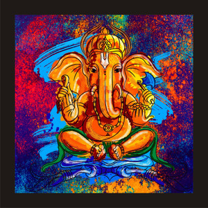 TS NANDA LORD GANESHA WALL PAINTING READY TO HANG WITH FRAME Digital ...