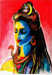 ANSHUL INTERNET CANVAS PAINTING SHIV PARVATI 42 Canvas 48 inch x 24 ...