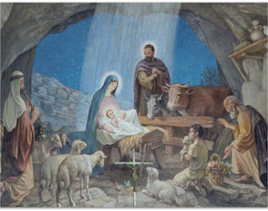 inephos Nativity Scene - Spiritual Theme Beautiful Wall Painting 91Cm X ...