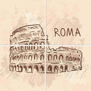Artzfolio Colosseum Rome Italy Split Art Painting 30 x 30 inch (76 x 76 ...