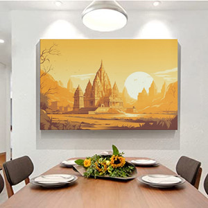 D.V TECH PREMIUM yellow temple ART CANVAS OFFICE ROOM DRAWING ROOM ...