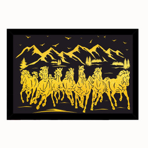 Dezzbee Seven Running Horses Vastu Photo Frame | Vastu photo frame ...