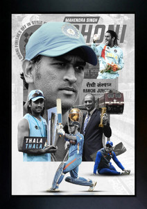 CrowdHall MS Dhoni Photo Frame | MS Dhoni Poster Digital Reprint 13.5 ...