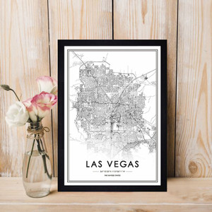 Chaque Decor "Las Vegas Map" Texture Paper Framed Digital Reprint 19.5 ...
