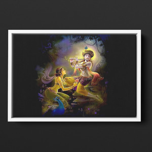 GIFTMASTER Lord Krishna Floating Photo Frame Painting Radha Krishna ...