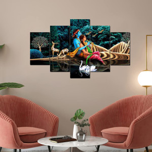 BOHRAS Divine Décor: Set of 5 Radha Krishna 3D Wall Paintings Digital ...