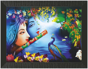 RAC Radha Krishna 11X14 Inch Framed Canvas MDF Wall Art Painting ...