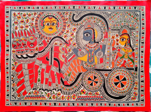 MITHILA HUNAR MADHUBANI PAINTING KRISHNA ARJUN MAHABHARAT KI LADAI KE ...