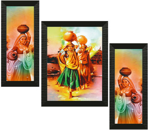 RAC Set of 3 Traditional Scenery View UV Textured Framed Wall Paintings ...