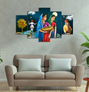 Masstone Rajasthani Women Village Theme for Home decor 5 Pieces MDF ...