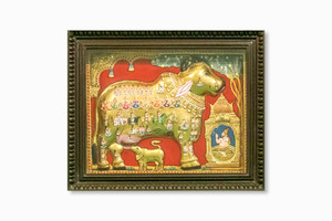 Mangala Arts Mangala Arts Kaamadhenu Antique 3D Tanjore Painting, 15x12 ...