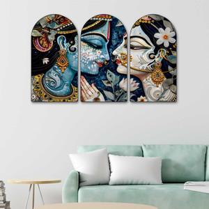 SAF PRINT Radha Krishna Wall Painting Set of 3 | Divine Love Artwork on ...