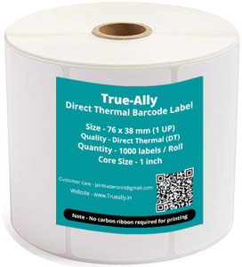 True-Ally 76x38 Direct Thermal Barcode Label Sticker - 3 x 1.5 inches ...