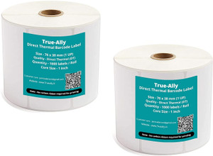 True-Ally 76x38 DT Barcode Label Sticker-3x1.5 inch-1000 Labels/Roll ...