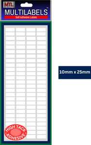 MULTILABELS 10mm x 25mm Self-Adhesive Label Pack 1008 labels Self Paper ...