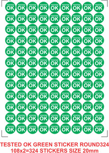selfadhesive TESTED OK GREEN STICKER (PACK OF 3 SHEETS) Self-Adhesive ...