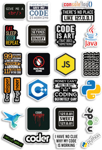 D2C Pack of 25 Glitter Finish Laptop Label for Programmer, Coder ...