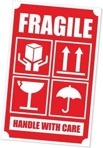 True-Ally 100 x150 mm Handle with Care 100 Stickers laminated and water ...