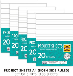 Flipkart.com | Wings Project Sheet Ruled A4 120 gsm Project Paper ...