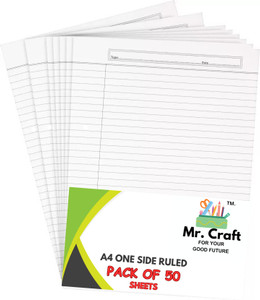 MR CRAFT One side Ruled A4 Single Side Ruled 90 gsm Multipurpose Paper ...