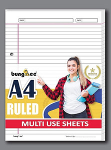 Flipkart.com | Bungbee A4 Ruled Sheets, Punched 100 Sheets, Dual Color ...