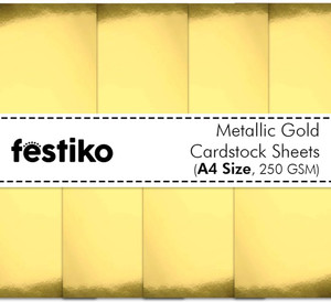 Flipkart.com | Festiko Metallic Gold Cardstock Sheets Pack of 40 ...