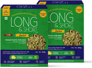 Long&Short Veggie- Kids Pasta|Fun Shapes|Spinach Pasta|(Pack of 2, 500 ...