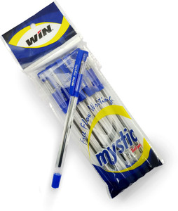 Win Mystic Ball Pens | 100 Pcs Blue Ink | Comfortable Elasto Grip ...