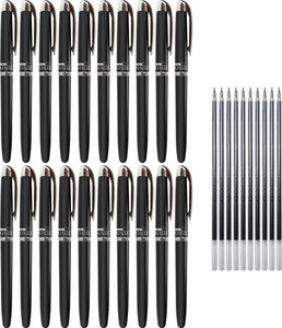 Win Guide 20 Black Pens & 10 Refills|0.6 mm Tip|Pens for Writing ...