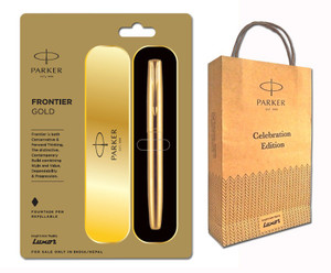PARKER 1 FRONTIER GOLD FOUNTAIN PEN WITH GOLD TRIM AND GIFT BAG ...