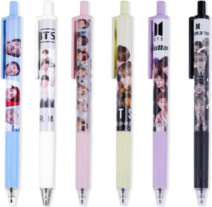 AMB BTS 6 Pcs Gel Pen Boys Pen Blue Ink 0.5mm Ballpoint Pen School ...