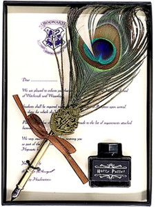 Vintager Peacock Feather Fountain Pen With Harry Potter Black Quink Ink ...
