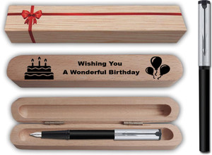 PARKER Beta Premium Silver Fountain Pen with Engraving Birthday Wishing ...