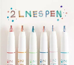 PKM Two Line Drawing Pens, Draw Two Lines Simultaneously Pack of 6 Ball ...