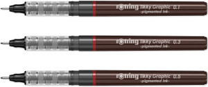 rotring Tikky Graphic 0.1mm 0.3mm 0.5mm Pigment Liner | Black Pigmented ...