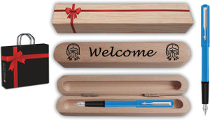 PARKER Beta Neo Blue Fountain Pen with Welcome Gift Box and Bag Pen ...