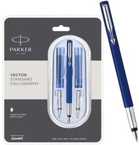 PARKER Vector Standard Calligraphy, Chrome Trim With 4 Ink Cartridges ...