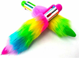 cutetoys rainbow fur pen with 6 ink colors for kids pack of 2 ball pen ...
